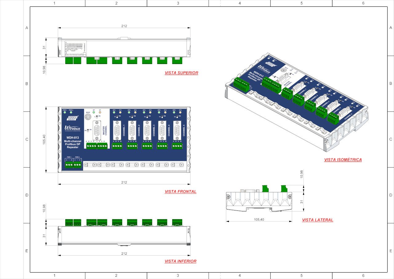 Hub Distribuidor Profibus DP: WDH-813 - Wirebus